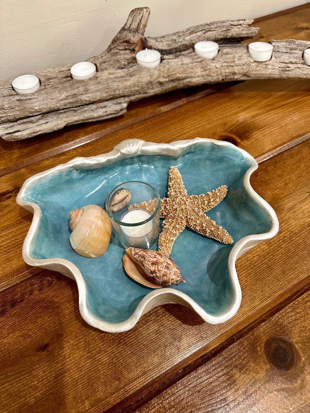 Seashell Serving Bowl, Handmade Pottery Clam Dish, Ocean Inspired Casserole, Scallop Serving ...