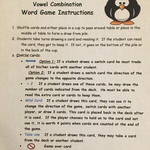 Vowel Combination Card Game - Etsy