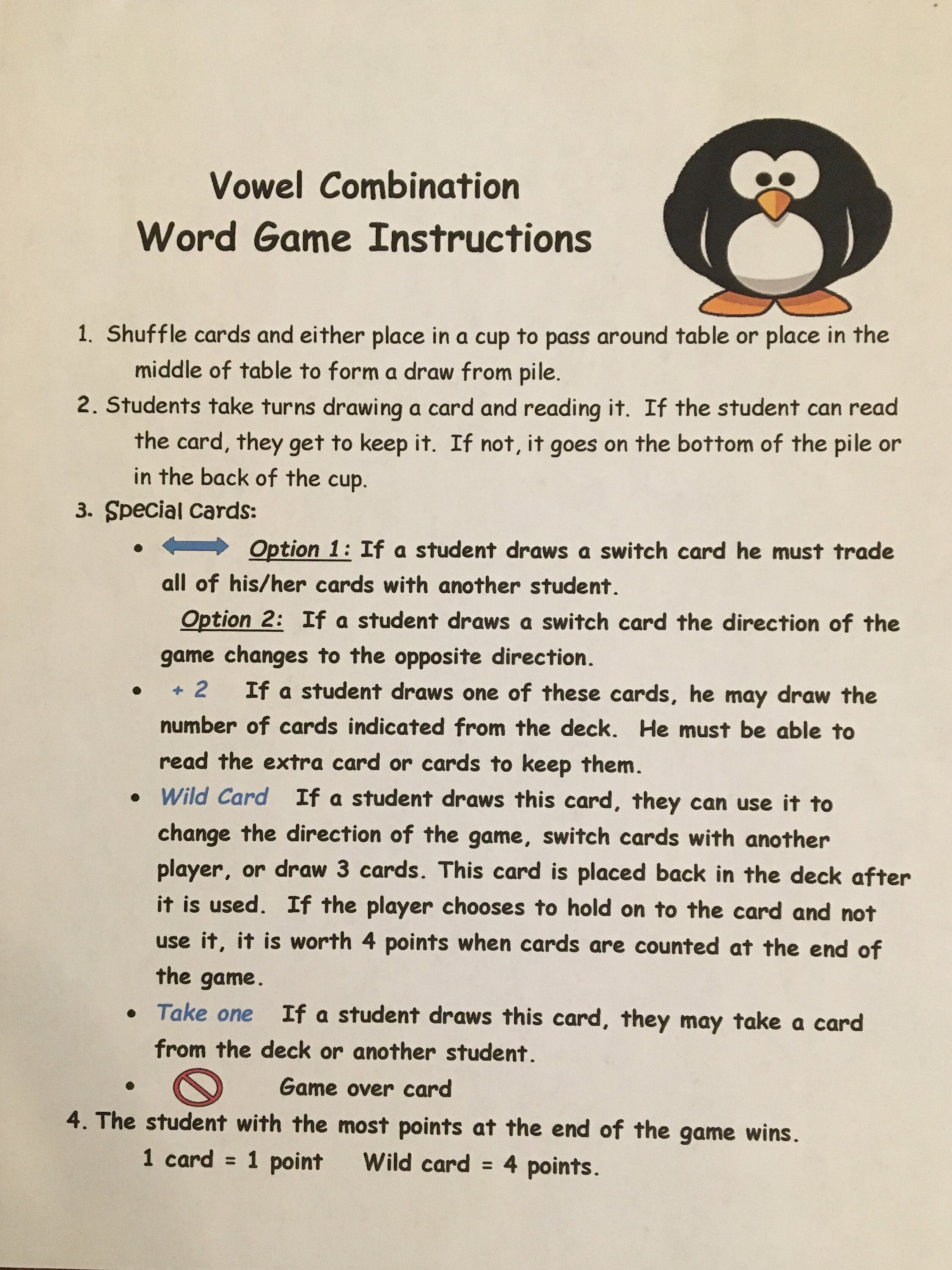 Vowel Combination Card Game - Etsy