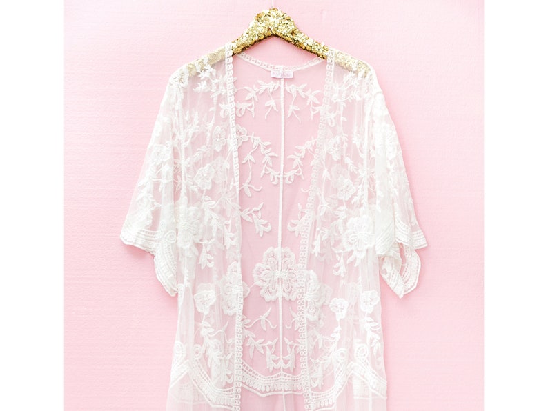 White Lace Kimono Robe - Boho Beach Cover-up - Festival Duster - Etsy