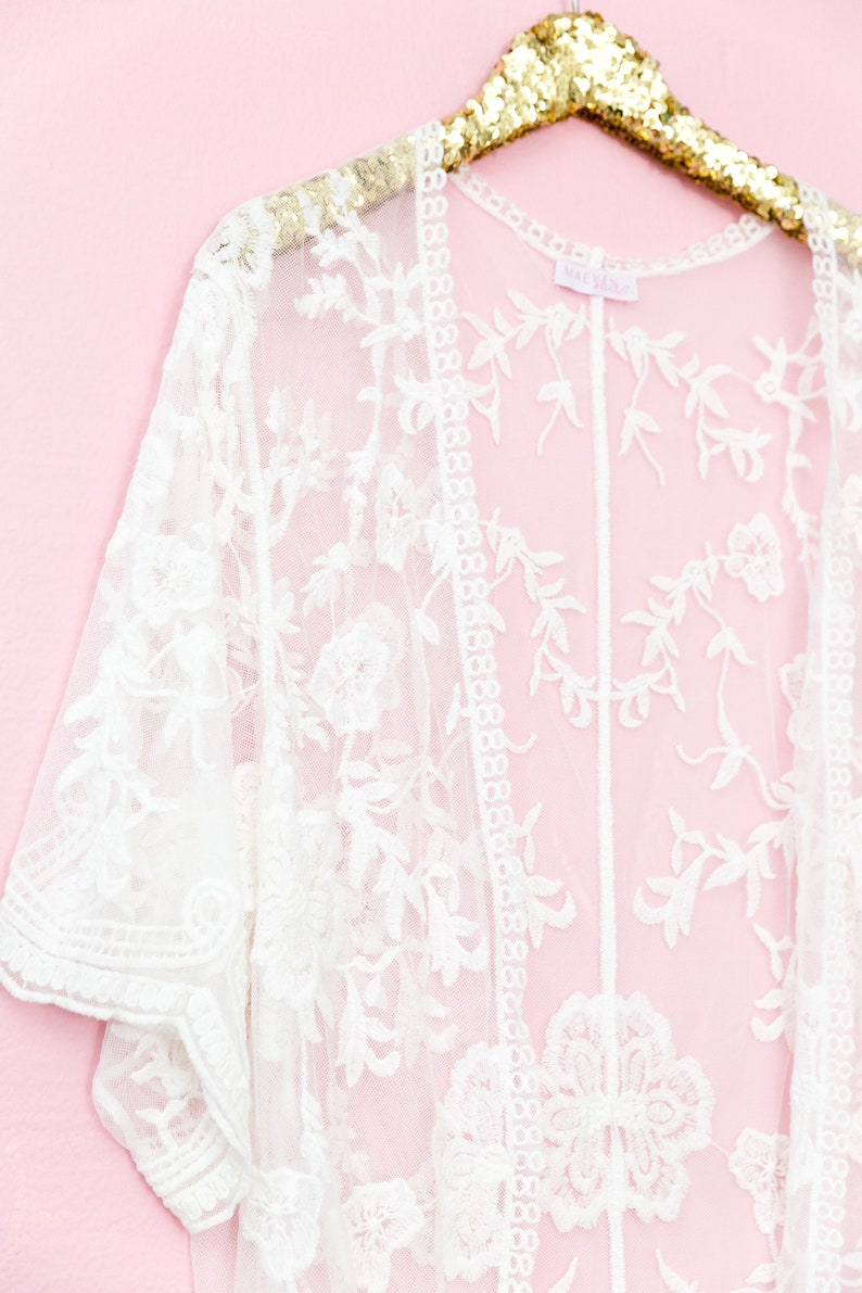White Lace Kimono Robe - Boho Beach Cover-up - Festival Duster - Etsy