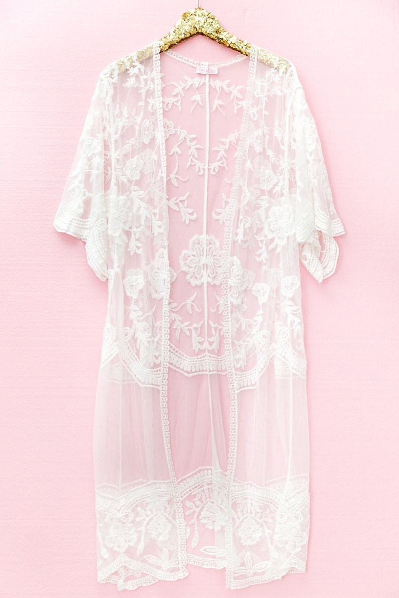 White Lace Kimono Robe - Boho Beach Cover-up - Festival Duster - Etsy