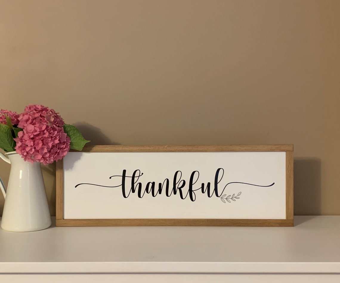Thankful Sign With Leaf Accent Thanksgiving Decor Fall - Etsy Canada