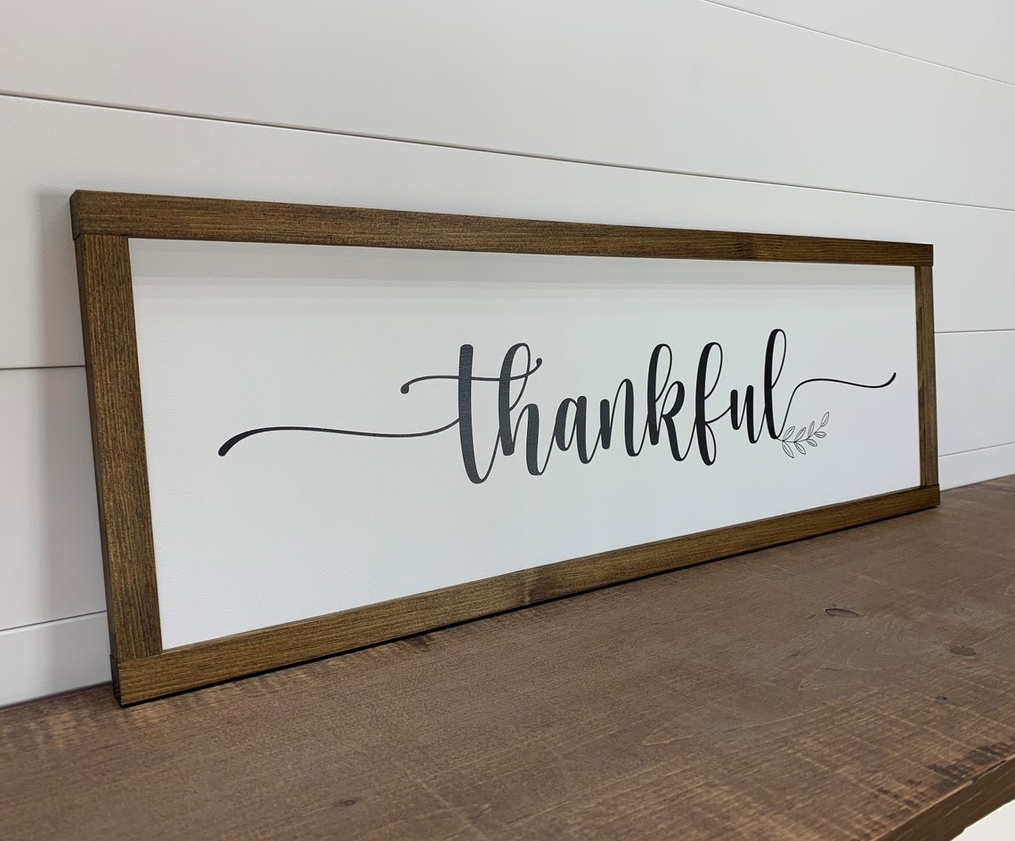 Thankful Sign With Leaf Accent Thanksgiving Decor Fall - Etsy Canada