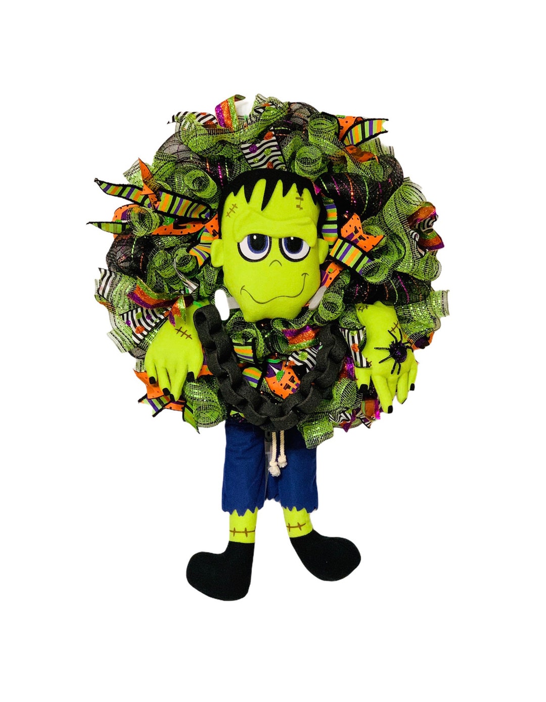 Halloween Wreath for Front Door, Frankenstein Wreath, Halloween Decor ...