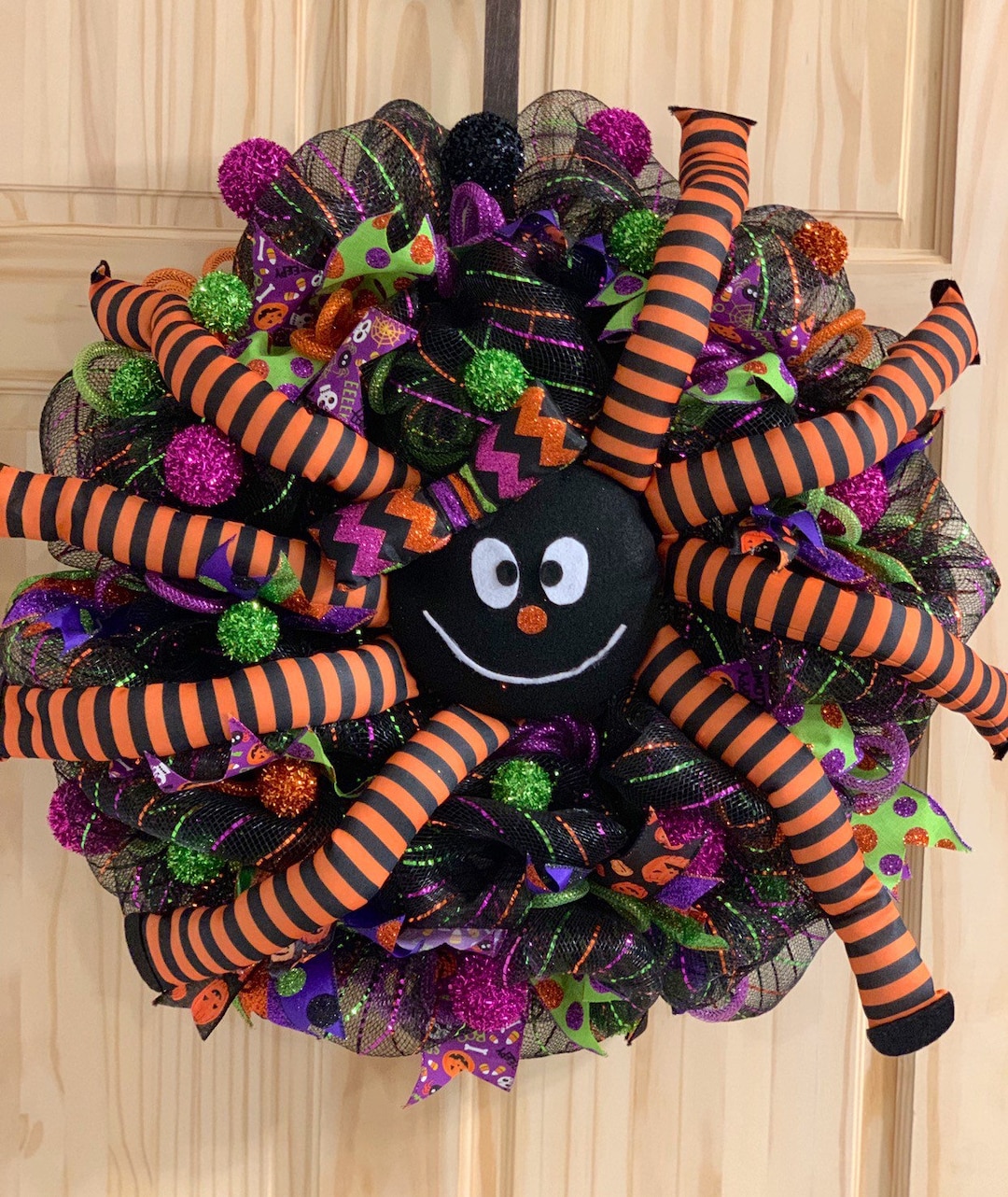 Halloween Spider Wreath for Front Door, Halloween Wreath, Spider Wreath ...