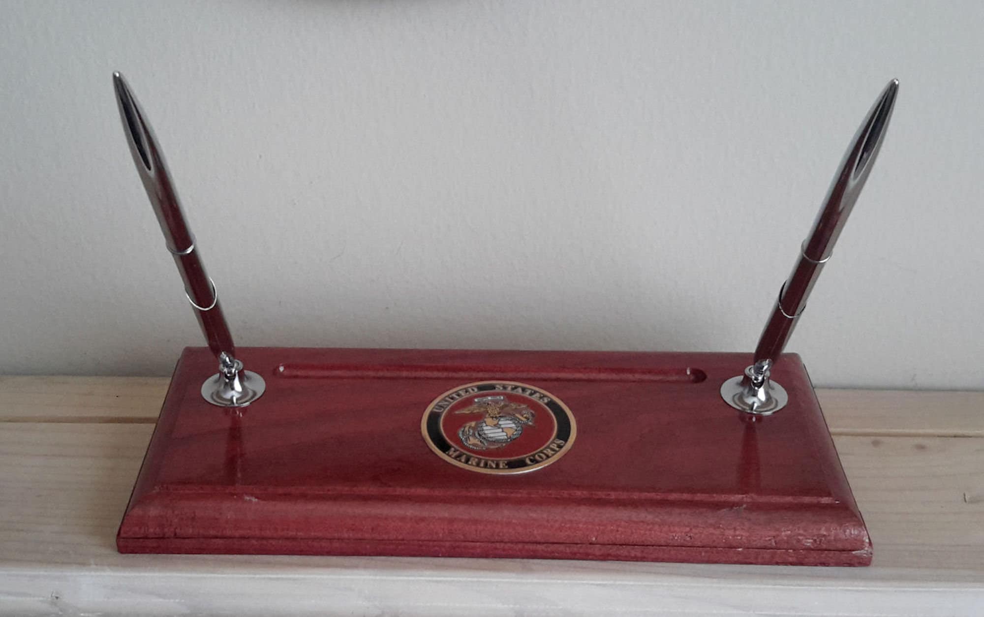 Purple Heart Wood Desk Pen Set 2 Pen- With MARINE Medallion - Etsy