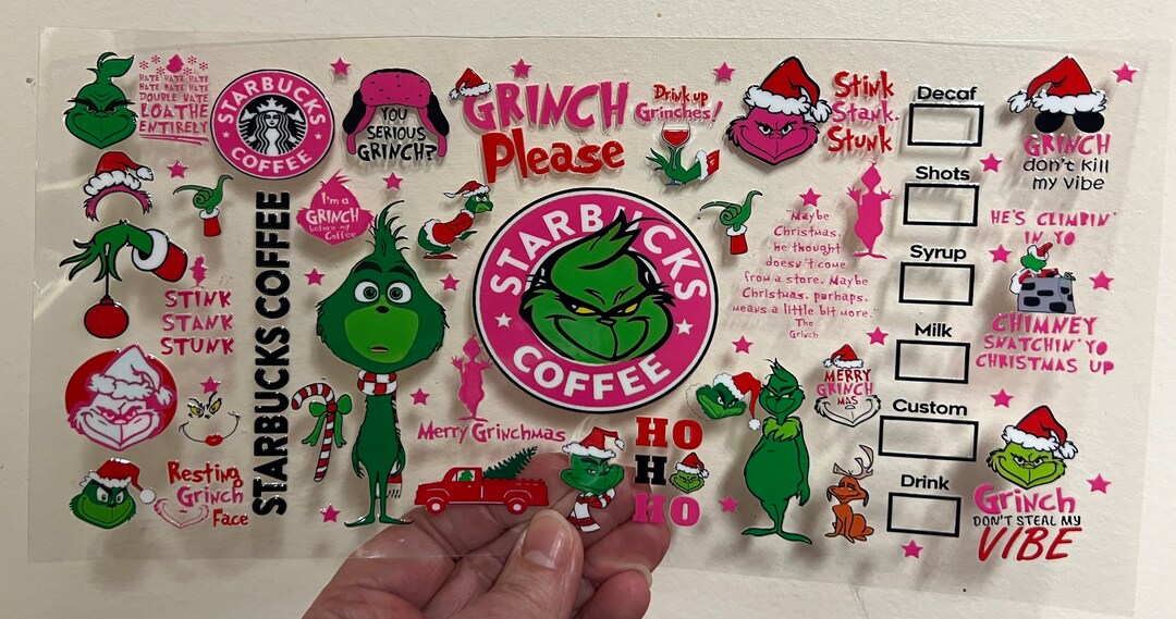Pink Christmas Grouch Coffee UV DTF Wrap - Etsy