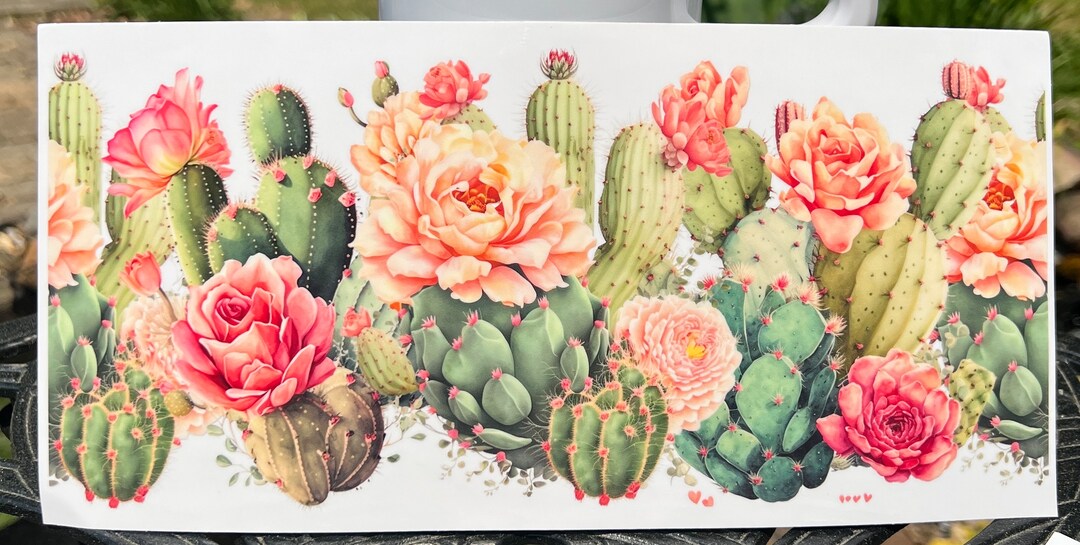 Succulent Cactus Floral Sized for 40 Ounce UV DTF Wrap - Etsy