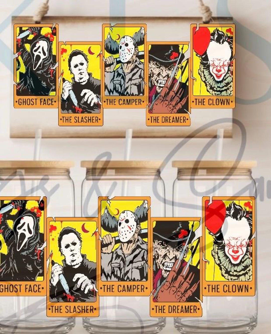 Color Horror Movie Character Cards UV DTF Wrap - Etsy