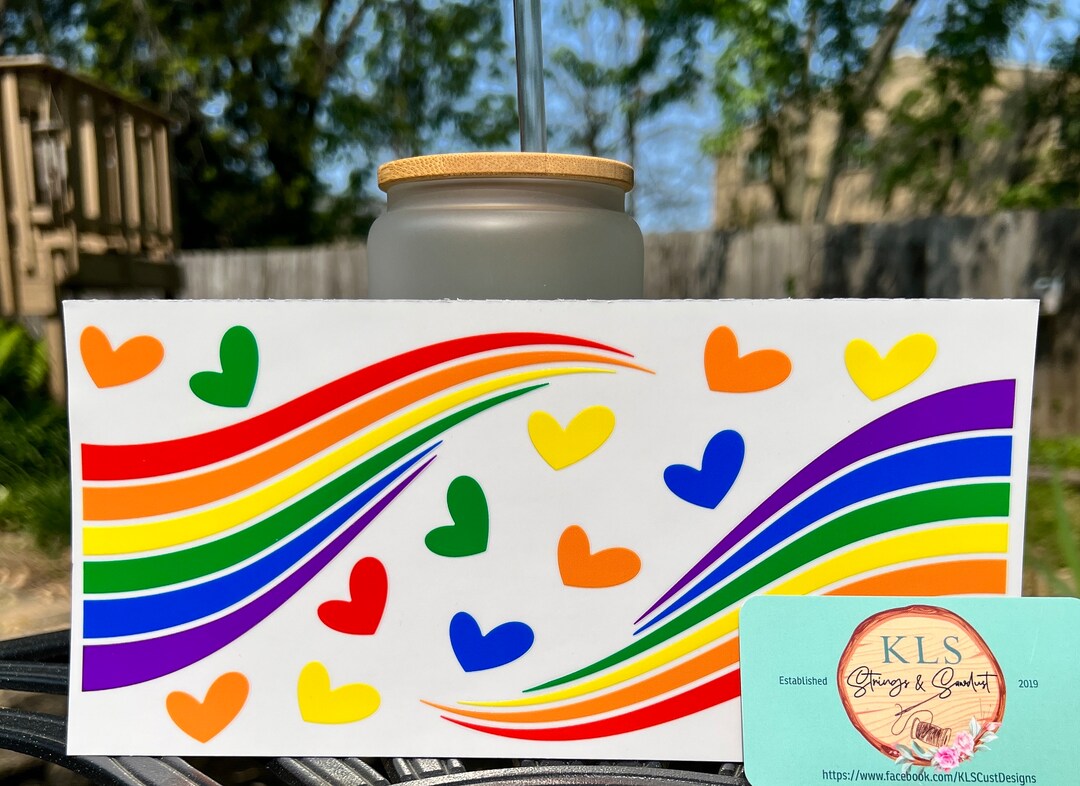 Rainbow Hearts UV DTF Print - Etsy