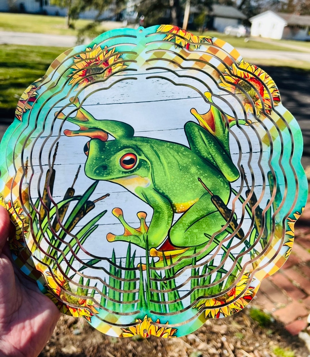 Frog Aluminum Wind Spinner, Ready to Hang, Sublimation, Spinner, Garden ...