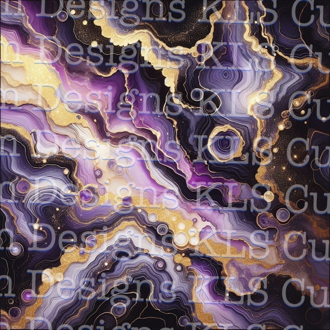 Purple Gold and Black Geode Background 20 Ounce Skinny Tumbler Vinyl ...