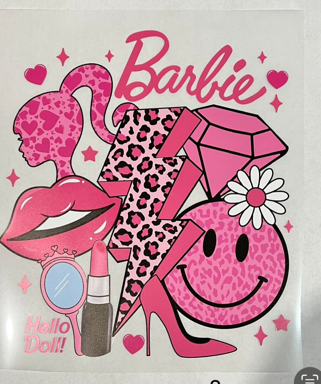 Hello Doll Pink Cheetah Tattoo Ready to Press DTF Print - Etsy
