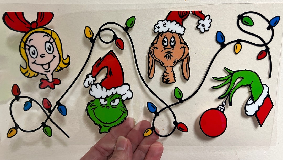 Christmas Grouch Girl and Dog With Lights UV DTF Wrap - Etsy
