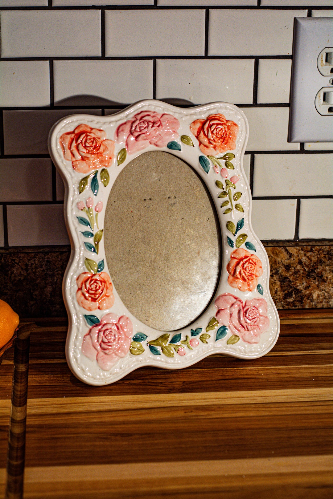 BEAUTIFUL 1950s Porcelain Picture Frame Vintage Shabby Chic Floral ...