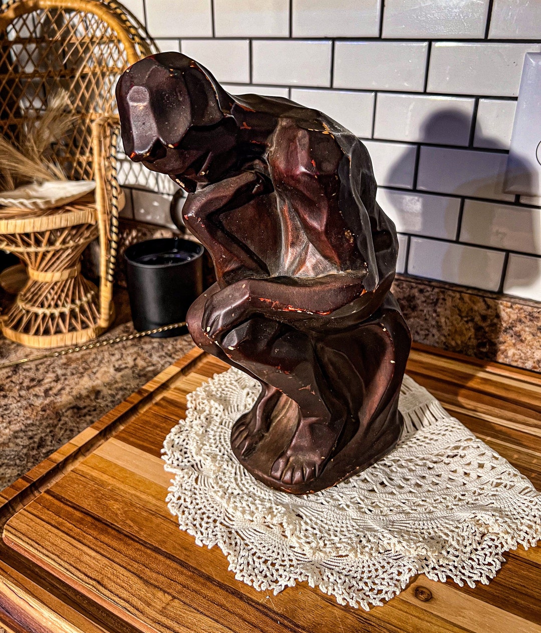 Unique Vintage thinking Man Statue Medium Size Stamped chicago 1966-97 ...