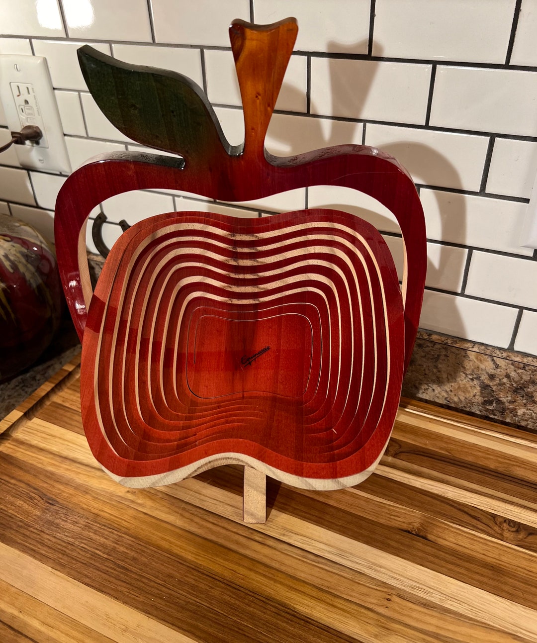 Vintage Equinoccio 3D Apple Coil Collapsible Wood Candy Basket - Etsy