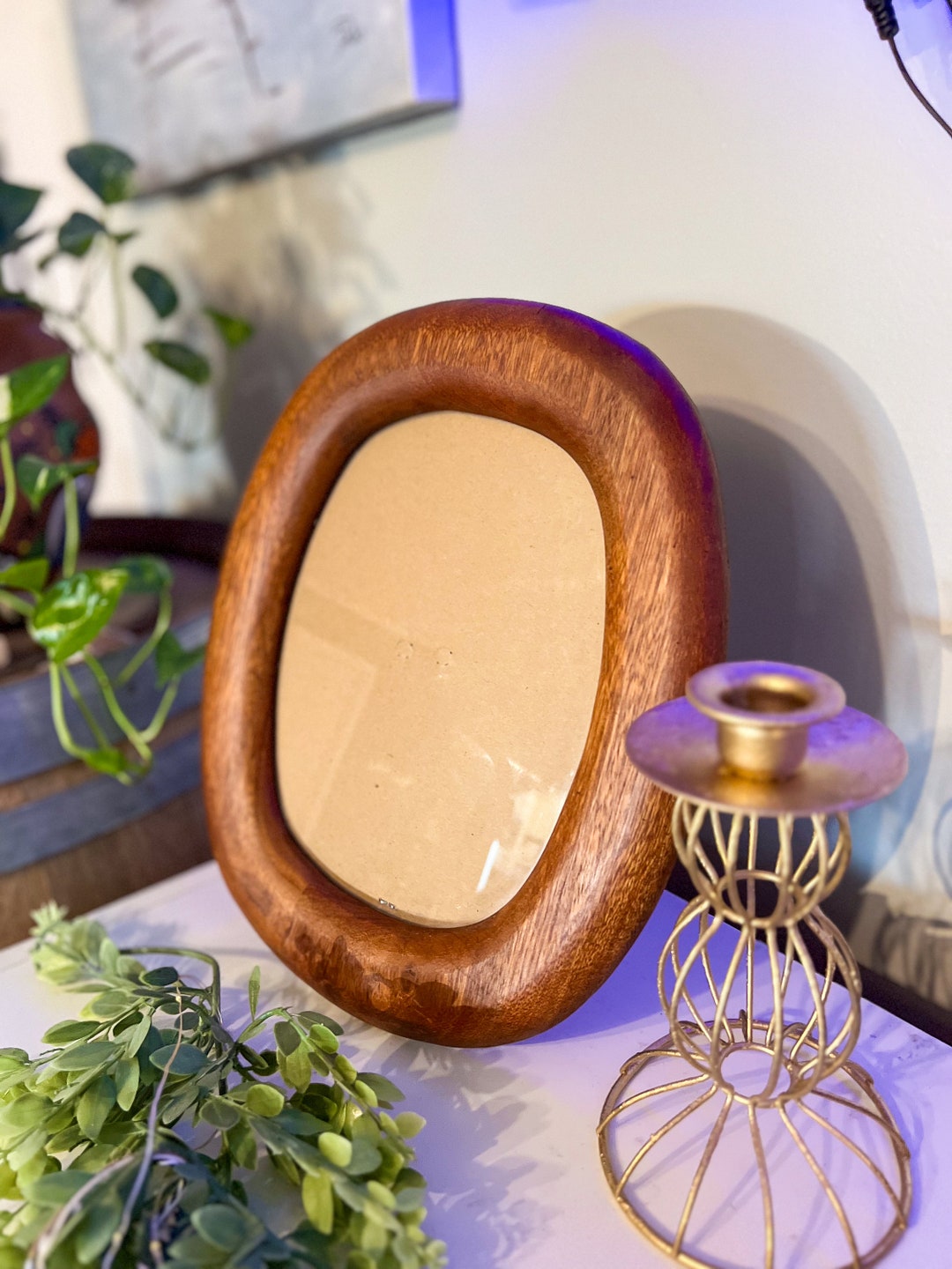 Antique Oval Genuine Mahogany Wood Picture Frame Made in the ...