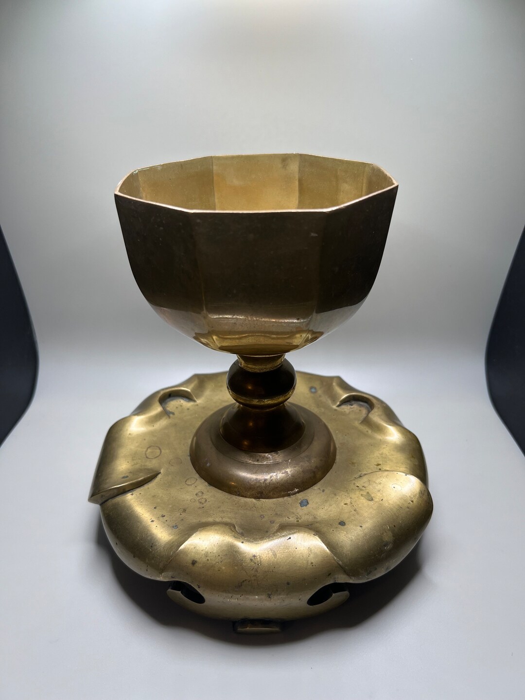 Rare Vintage Brass Goblet With Heavy Base Drinking Cup Solid Brass MCM ...