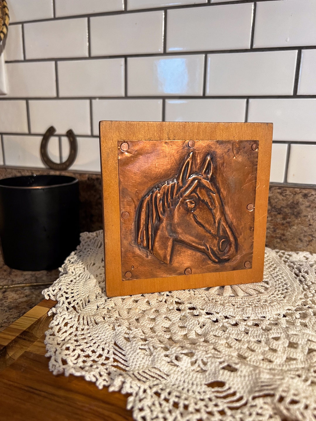 Vintage Copper Western Decor Handmade Horse Art Wooden Rustic Antique ...