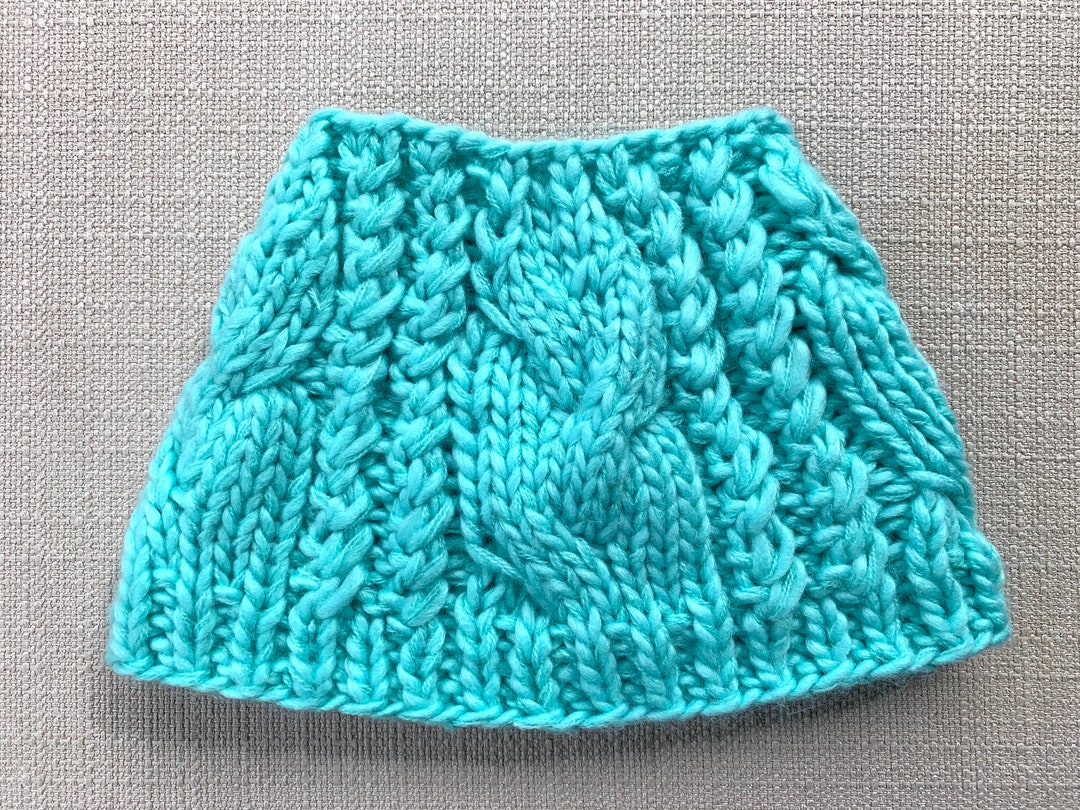 Knitted & Fleece Lined Messy Bun Hat / Pony Tail Hat - Tiffany Blue - Etsy