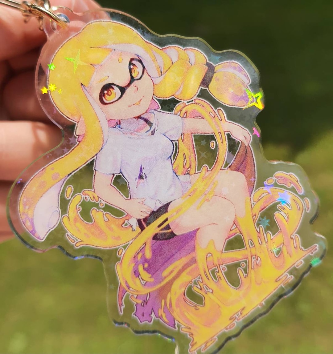 Splatoon 3 Inkling Holographic Keychain - Etsy