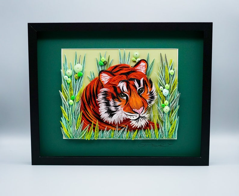 The Quilled Tiger Framed and Matted Artwork - Etsy
