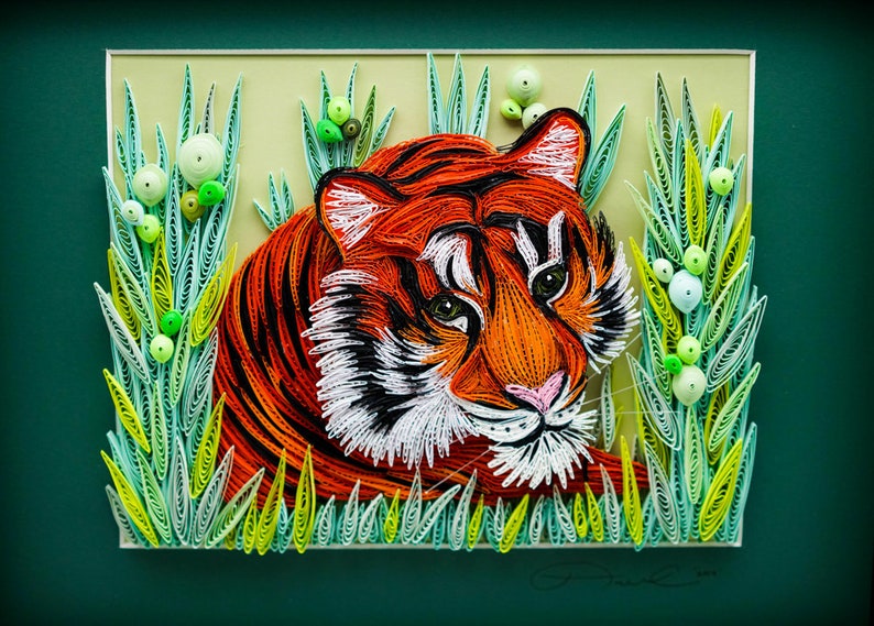The Quilled Tiger Framed and Matted Artwork - Etsy