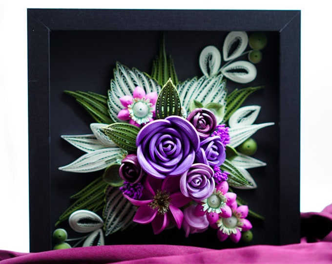 The Quilled Purple Rose Bouquet - Etsy