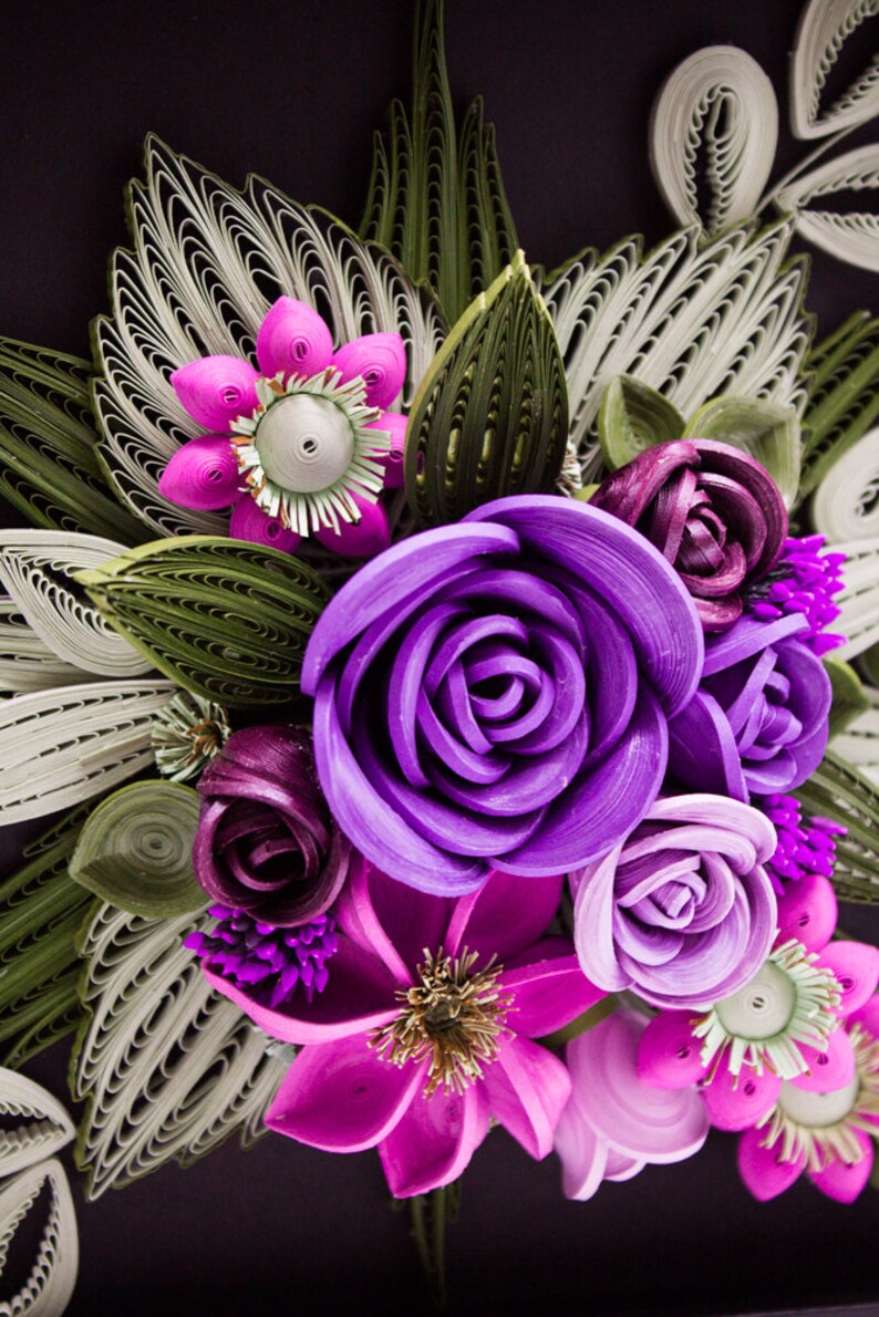 The Quilled Purple Rose Bouquet - Etsy