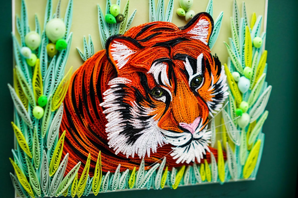 The Quilled Tiger Framed and Matted Artwork - Etsy