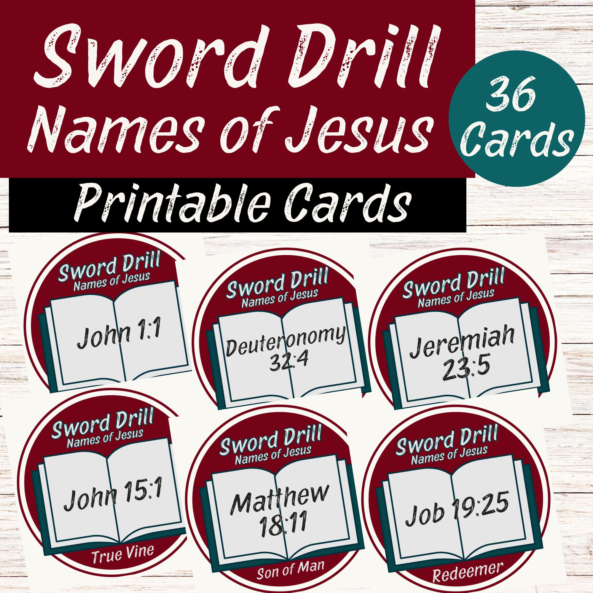 Sword Drill Cards | Names of Jesus Cards | Sunday School Printable - Etsy