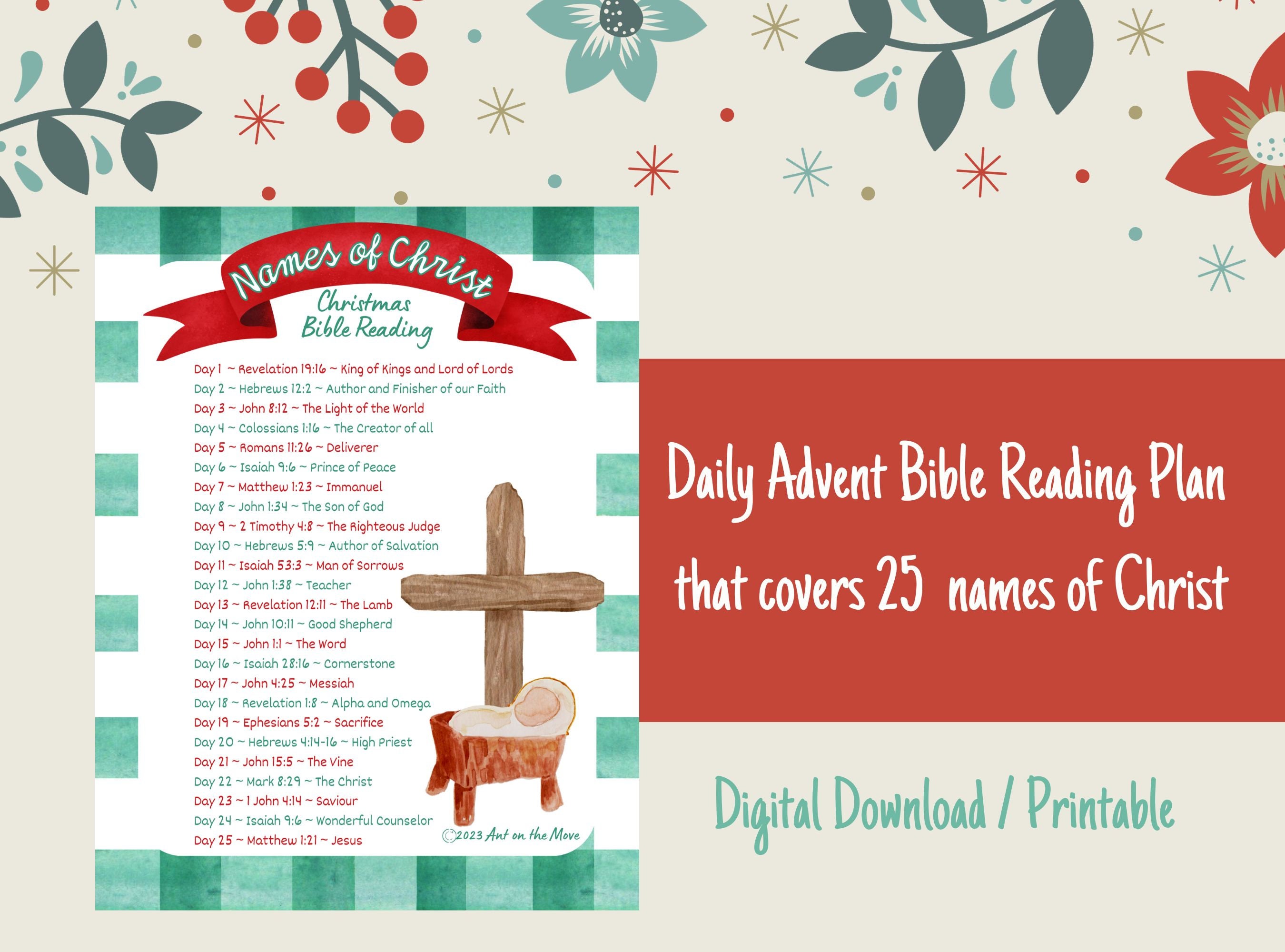 Names of Christ Bible Reading Printable, Advent Bible Reading Plan ...
