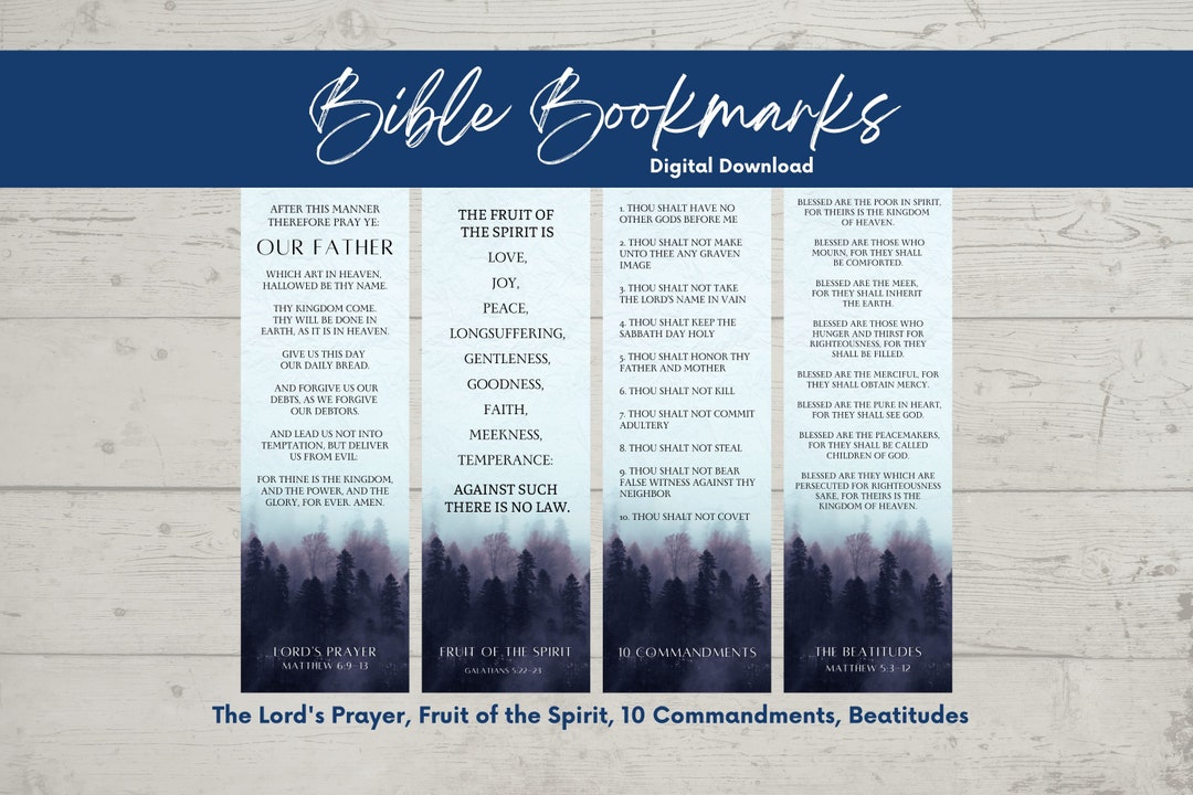 Bible Bookmarks Bundle, 10 Commandments, Beatitudes, Fruit of the ...