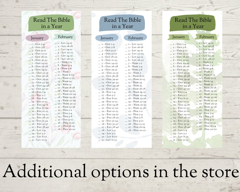 Blue Floral Bible Reading Tracker | Printable Tri-fold (digital ...