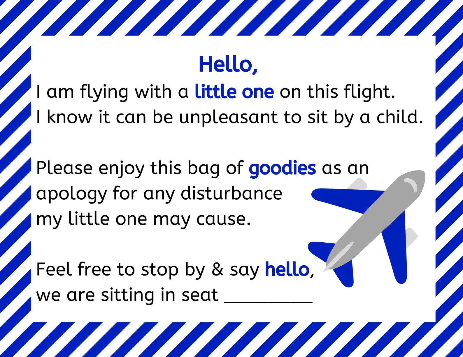 Baby on Board Flight Card First Flight Printable Card Treat Bag Fellow ...