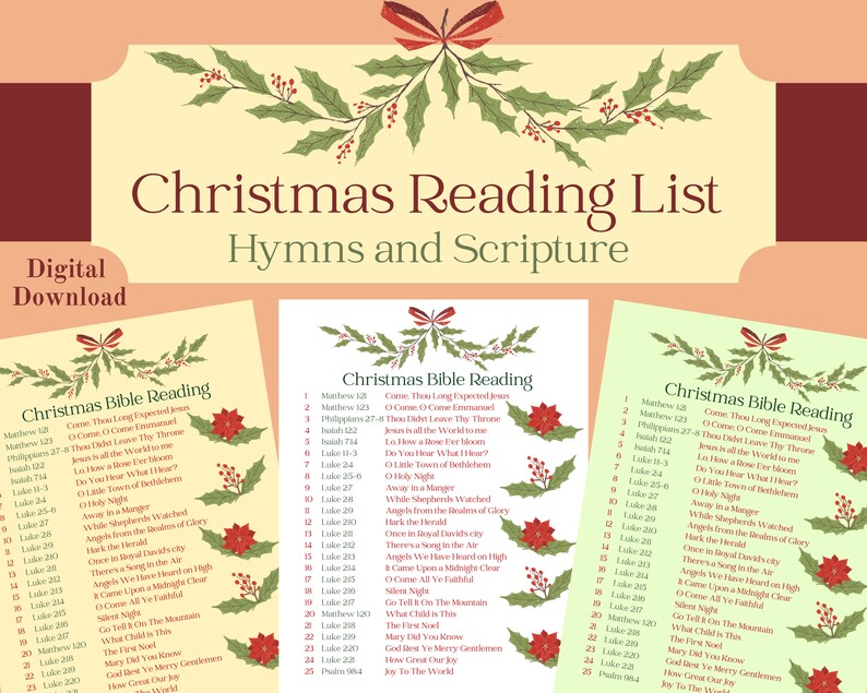 Advent Reading Chart | Instant Print | Christmas Bible Reading | 25 ...