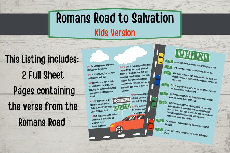 Romans Road to Salvation Kids Version, Romans Road Evangelism Cards ...