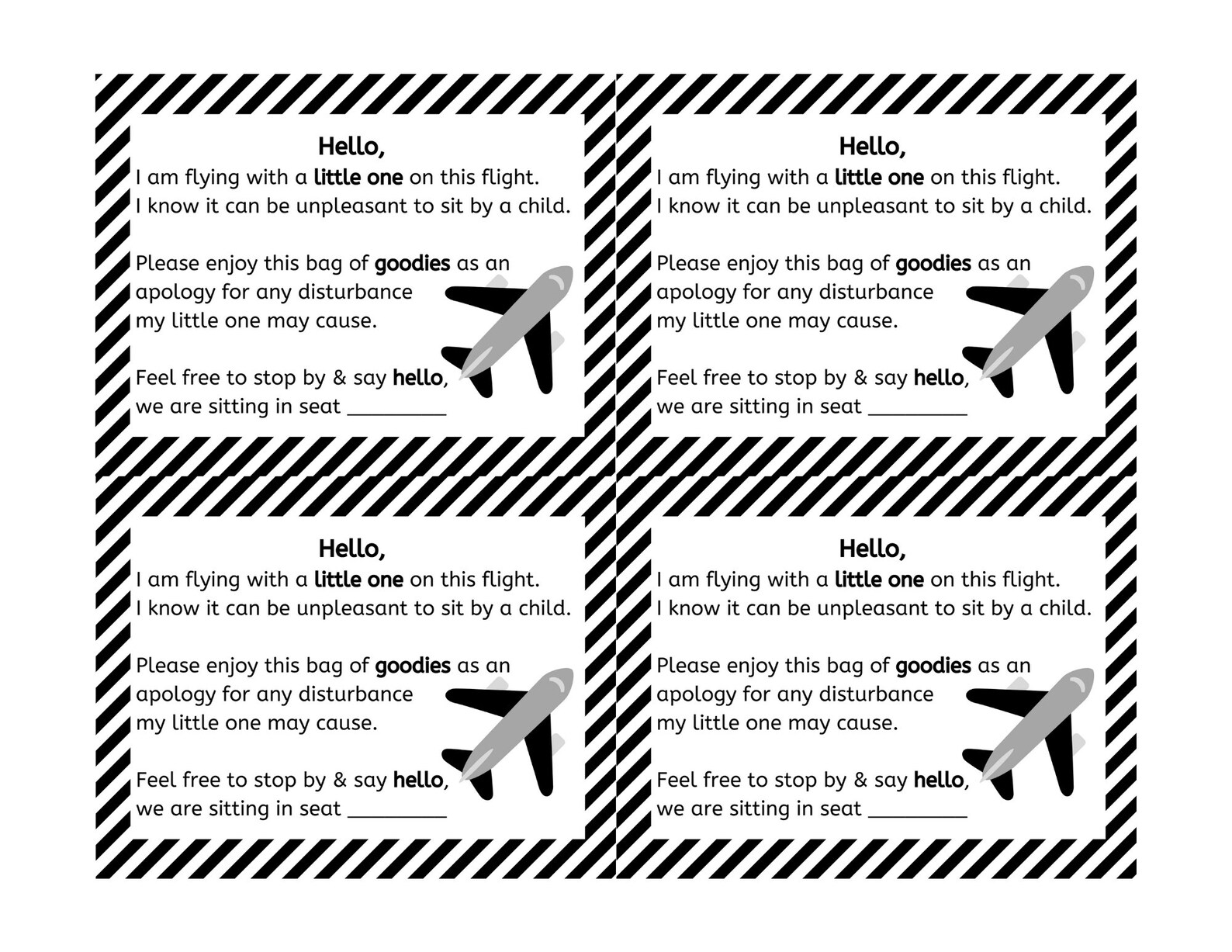 Baby on Board Flight Card First Flight Printable Card Treat Bag Fellow ...