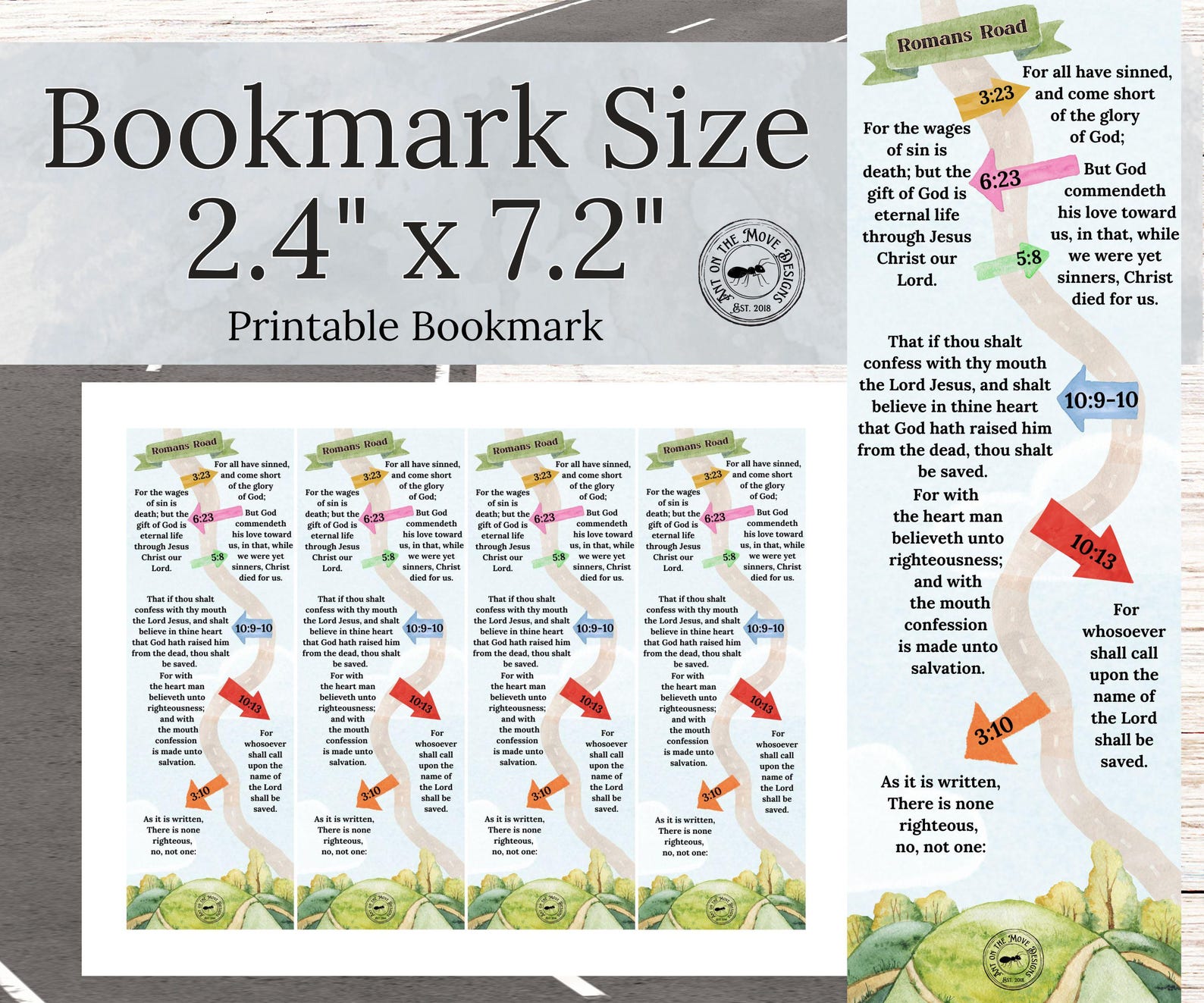 Romans Road to Salvation Printable Bookmark - Scripture Verses for ...