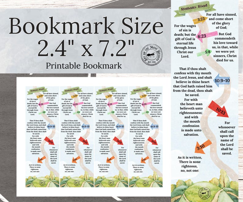 Romans Road to Salvation Printable Bookmark - Scripture Verses for ...
