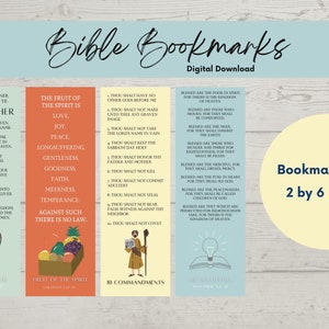 Bible Bookmarks Bundle, 10 Commandments, Beatitudes, Fruit of the ...