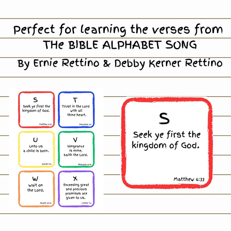 The Bible Alphabet Song Printable Verse Cards - Etsy