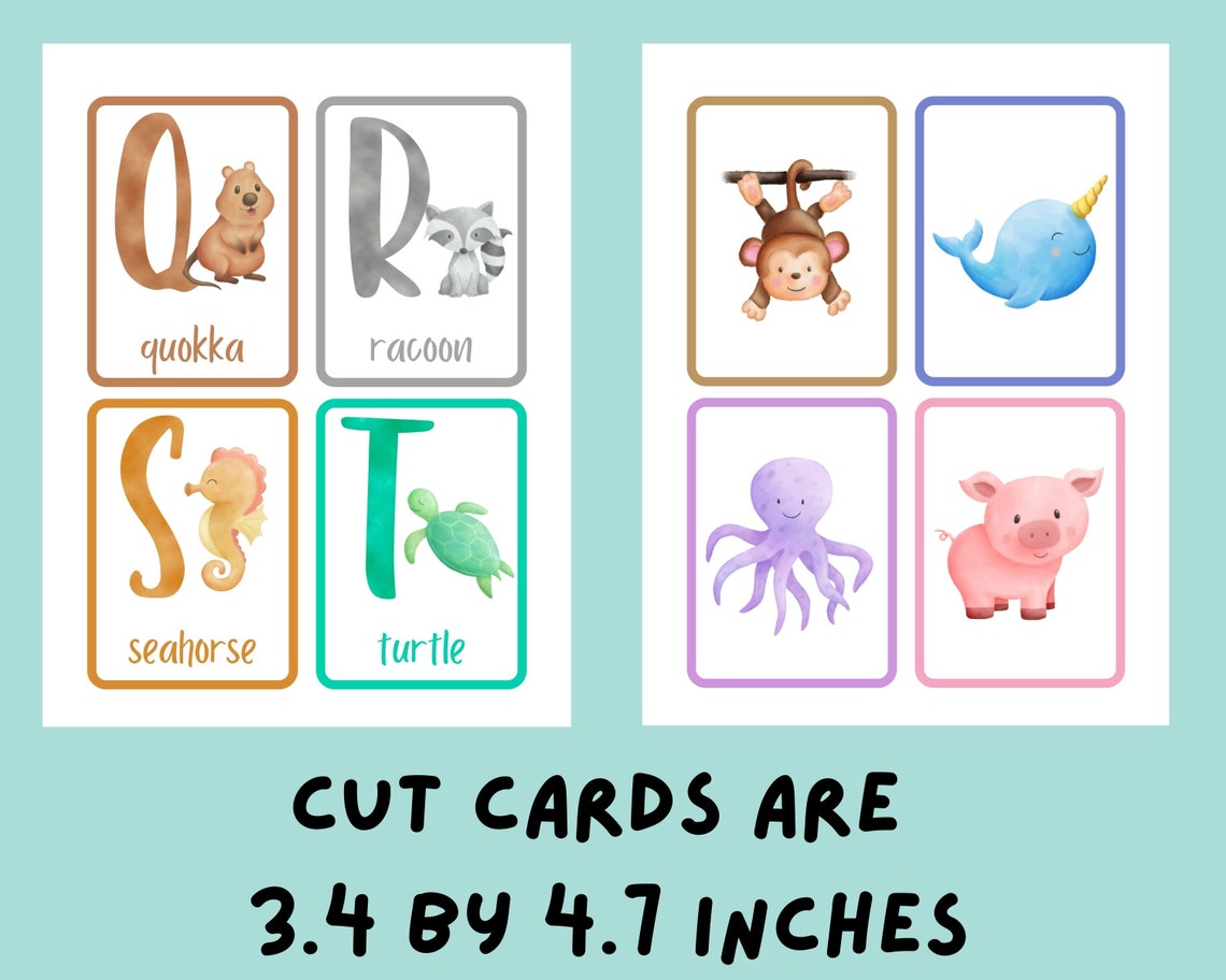 Printable Alphabet Cards Animal Alphabet Cards Learn the - Etsy