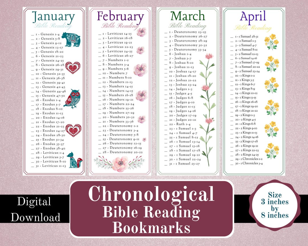 Chronological Bible Reading Bookmarks, Read the Bible in a Year ...