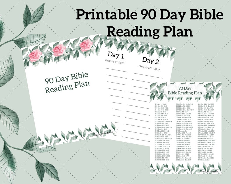 90 Day Bible Reading Plan | Printable Checklist (PDF Pattern) - Etsy