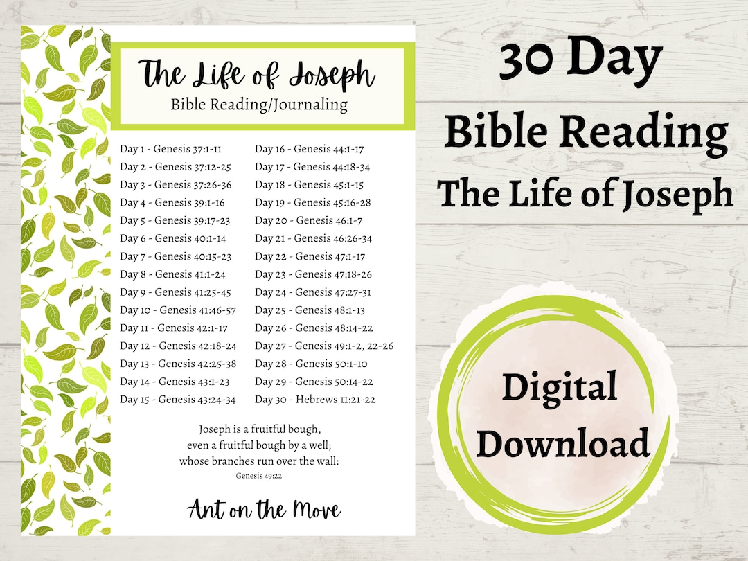 Life of Joseph Bible Reading Plan |30-day Bible Reading | 30 Day ...