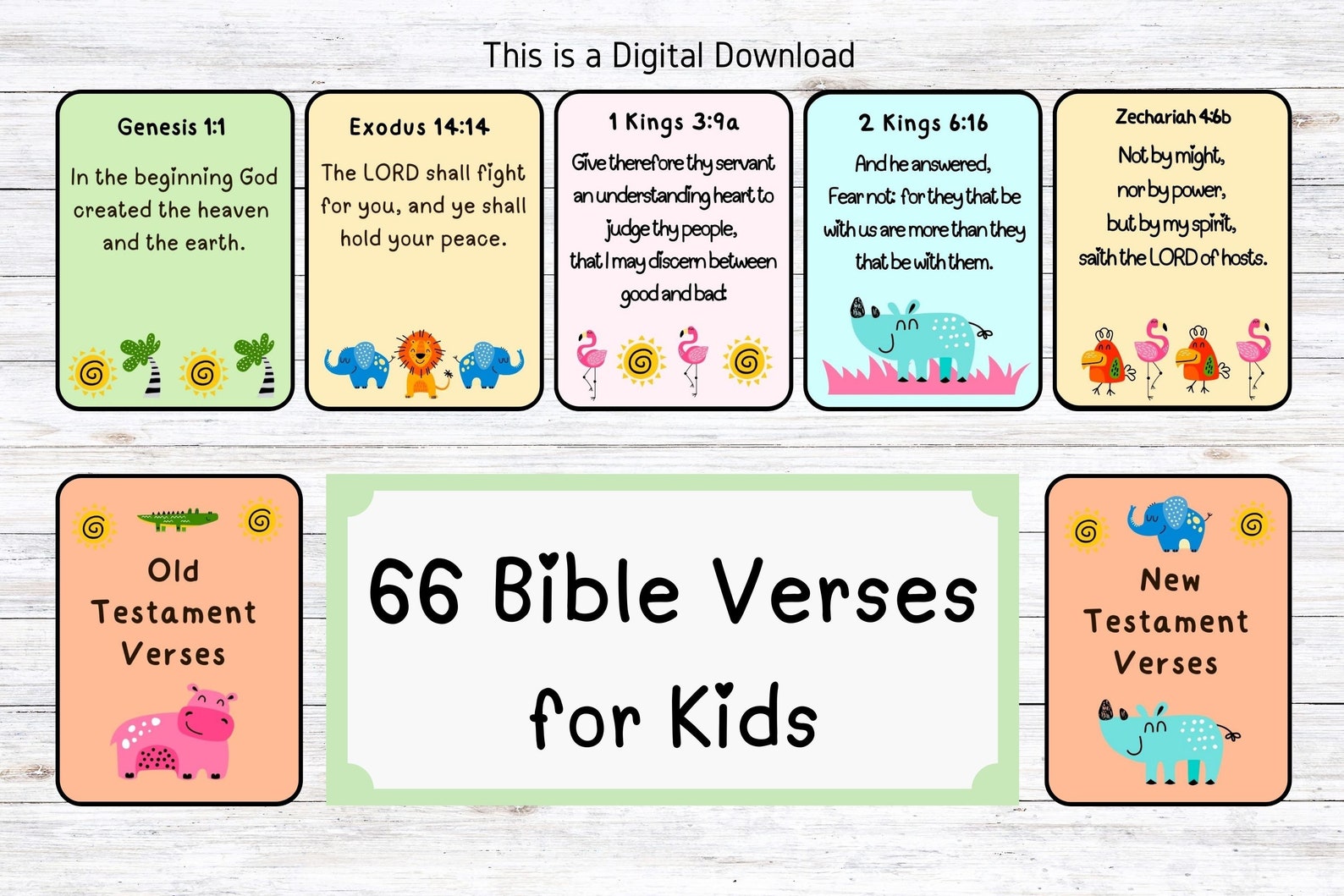 Children's Bible Verse Cards | Set of 66 Cards | 66 Bible Verse Cards ...