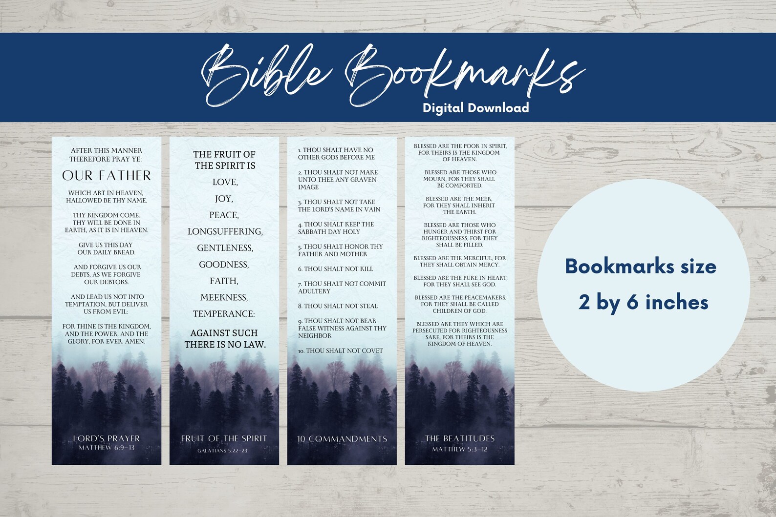 Bible Bookmarks Bundle, 10 Commandments, Beatitudes, Fruit of the ...